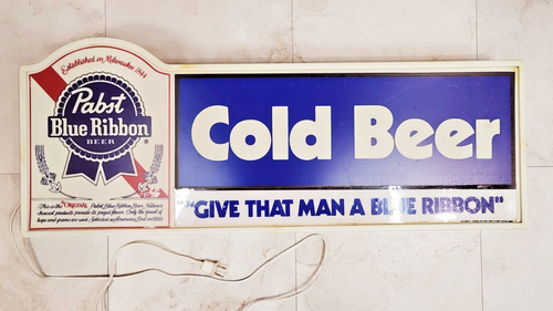 Vintage 1970's Pabst Blue Ribbon Cold Beer Metal & Plastic Sign 30" | eBay