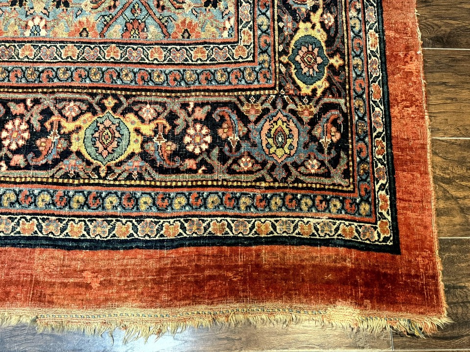 Antique Per'sian Bidjar Rug 7x15 Unique Size Herati Pattern Red Blue ...