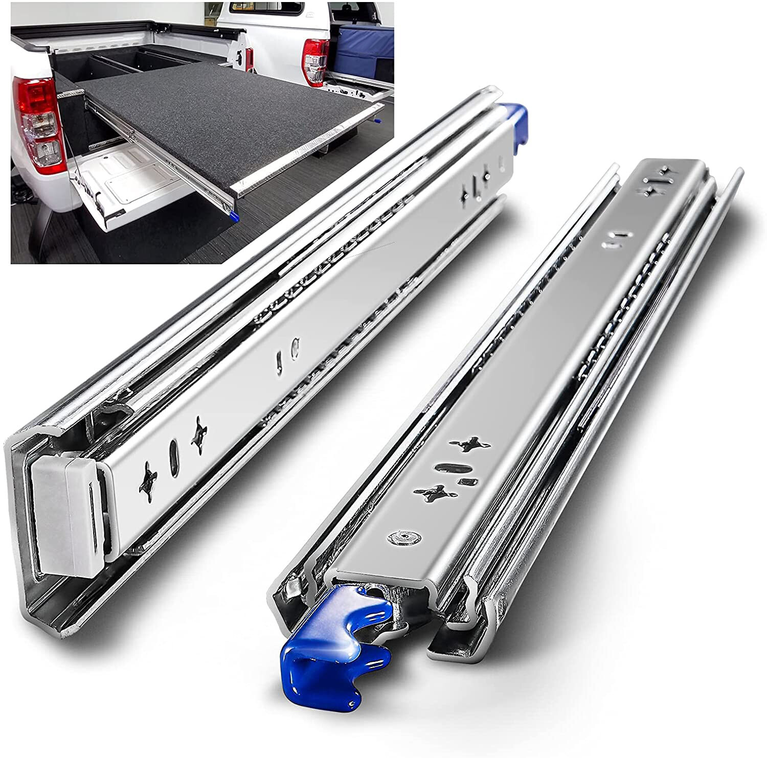 Locking Drawer Slides 400mm (800mm Extended) 125KG Heavy Duty Draw ...