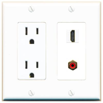 RiteAV Power Outlet and HD RCA-RED Wall Plate Decorative [White] | eBay