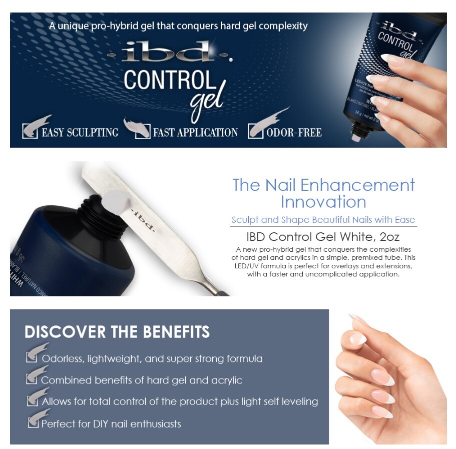 ibd Control Gel LED/UV Nail Enhancement Gel 56g /2oz - WHITE | eBay