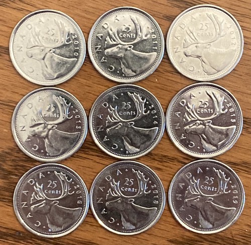 All 9 2010-2019 Caribou Canada 25 Cents quarters **75% off combined ...