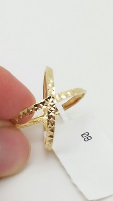 14k Yellow Gold Diamond Cut X Crisscross Design Band Ring Size 7 | eBay