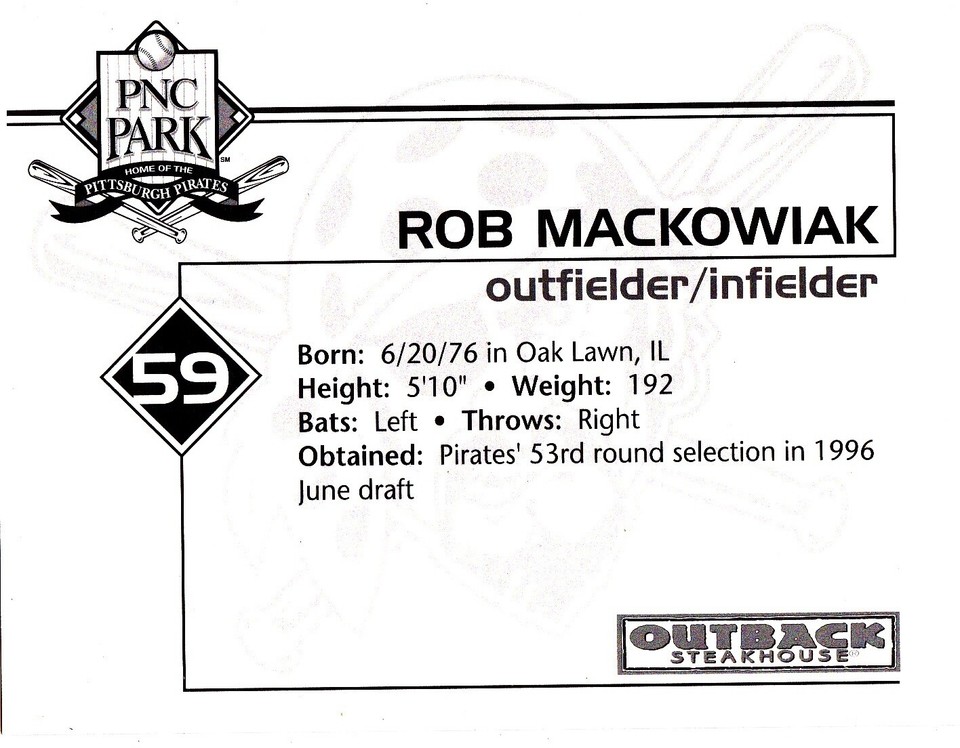 PNC PARK PITTSBURGH PIRATES BASEBALL PHOTO CARD 3-5/8" X 4-3/4" - ROB ...