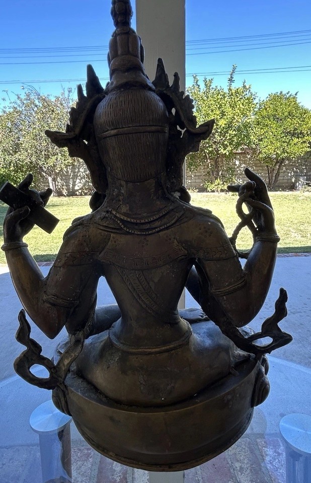 Large 17” Brass Avalokiteshvara Buddha Statue Multi-Armed Tibetan Art ...