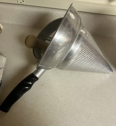 Aluminum Cone Colander Sieve Strainer & Wood Pestle | eBay