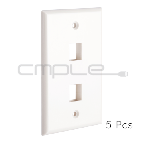 Keystone Jack Wall Plate 2 Hole Port Faceplate Network CAT5e CAT6 White ...