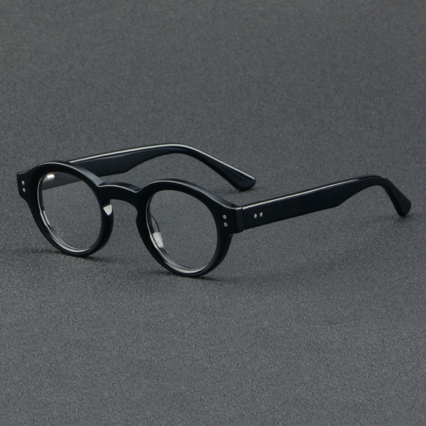 Men Women Retro Round Thick Frame Acetate Eyeglasses Clear Lens Glasses ...