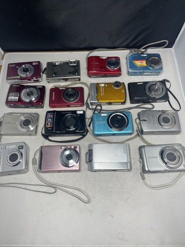 LOT OF 16 UNTESTED CAMERAS Nikon Sony Cyber shot Canon Power shot Kodak ...