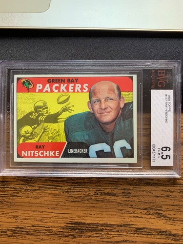 1968 TOPPS FOOTBALL CARD RAY NITSCHKE GREEN BAY PACKERS ALL PRO GRADED ...