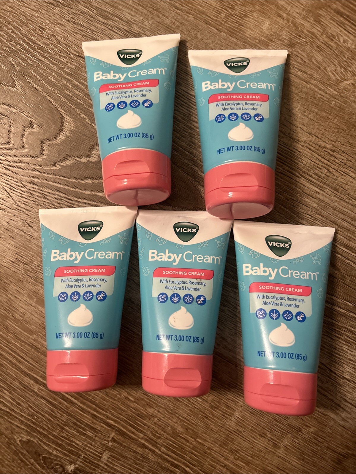 (LOT OF 5) Vicks Baby Soothing Cream with Eucalyptus Rosemary Aloe Vera ...