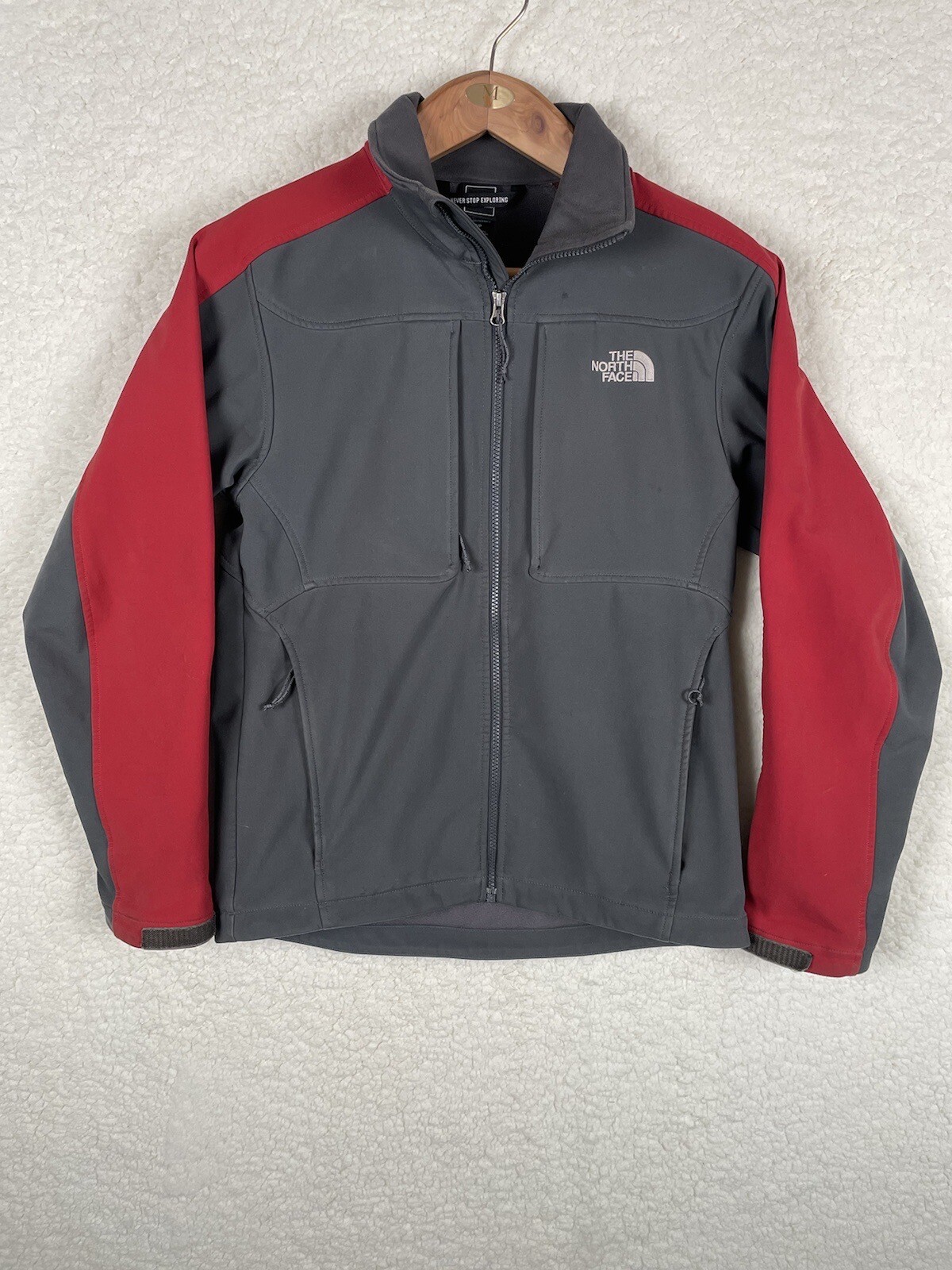 North Face Soft Shell Jacket Men's small Red/ Grey Full Zip | eBay