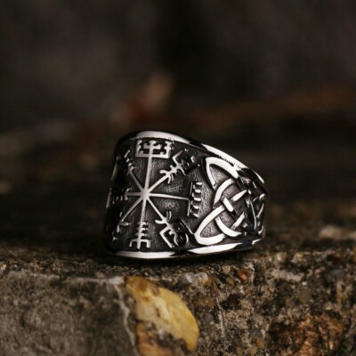 Men Nordic Viking Vegvisir Pirate Compass Valknut Rune Symbol Oath ...