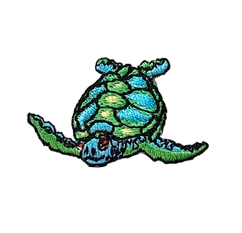 Small/Mini Sea Turtle Facing LEFT Blue/Green Iron on Applique ...