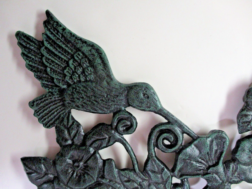 Cast Iron 11.5 inch Ornate Plant Hanger Bracket Hummingbird & Flowers ...