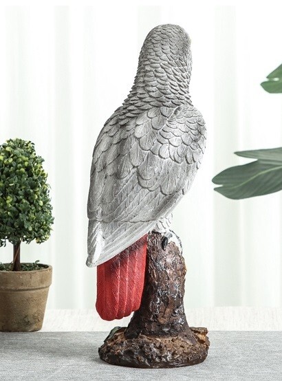 African Grey Parrot Bird Statue Fairy Sculpture Tabletop Figurine Home ...