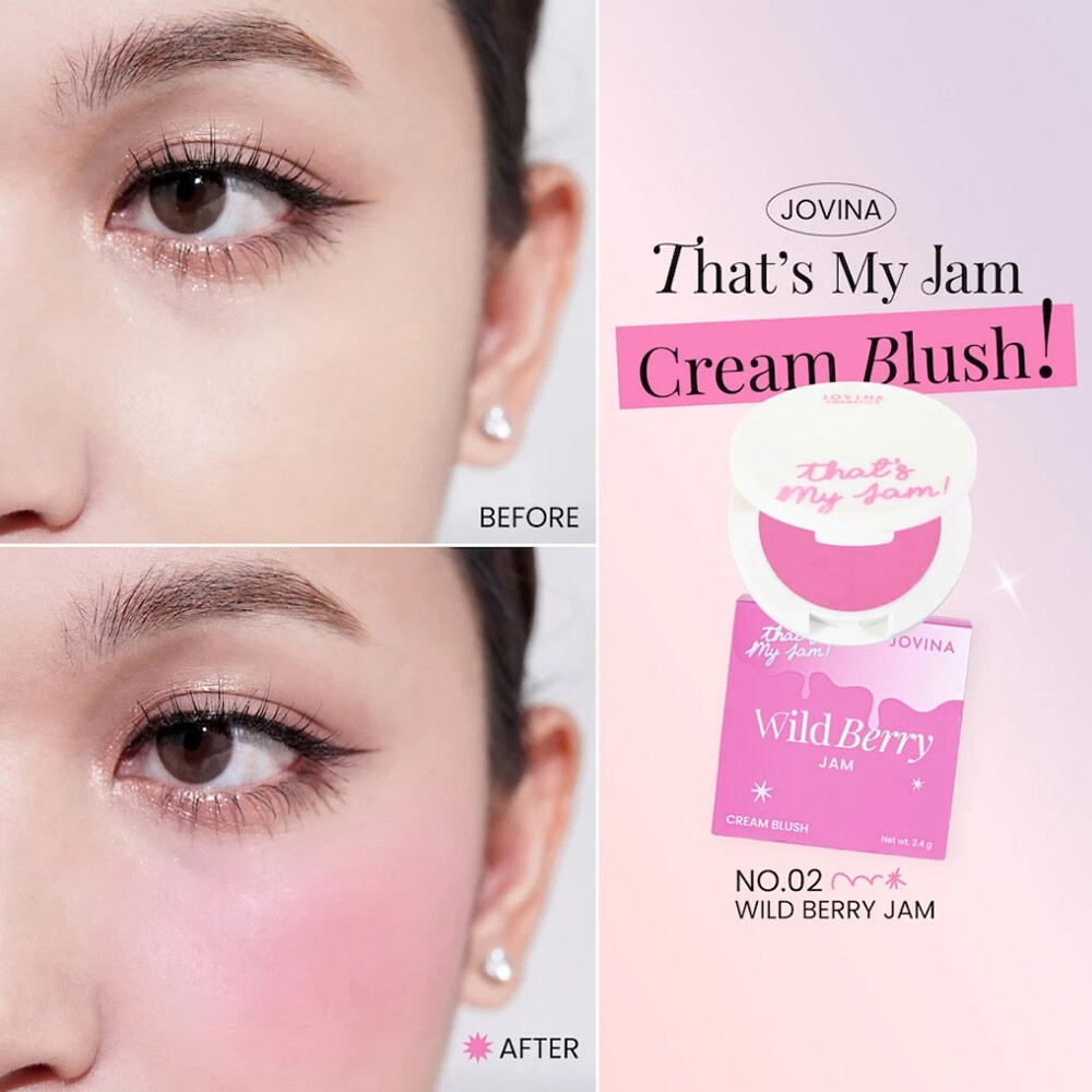 Jovina That’s My Jam Cream Blush Moo-Deng Cheek Color Blusher Lipstick ...