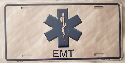EMT Emergency Medical Technician Aluminum Metal license plate car tag ...