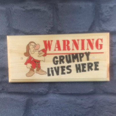 Grumpy Lives Here Sign, Grumpys House Plaque Grandad Shed Workshop Gift ...