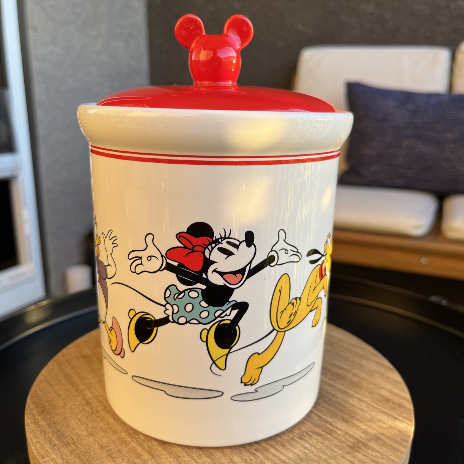 Disney Mickey Mouse & Friends Cookie Jar Bright Red Mickey Ears lid ...