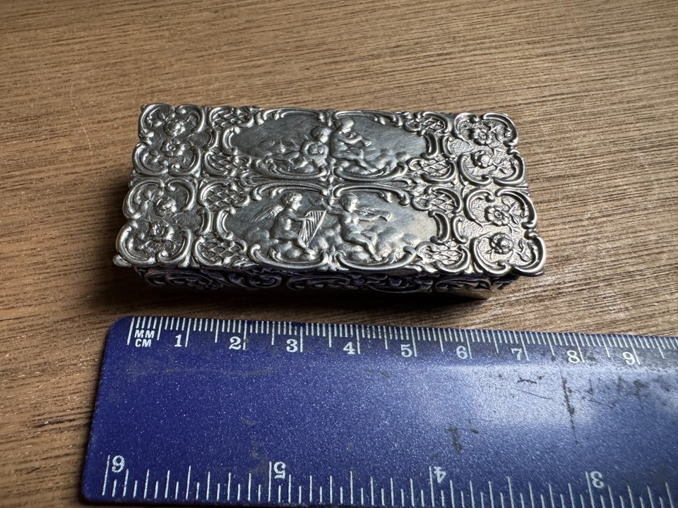 Vintage Embossed Silver Box Cherub Design London 1978 David Shaw ...