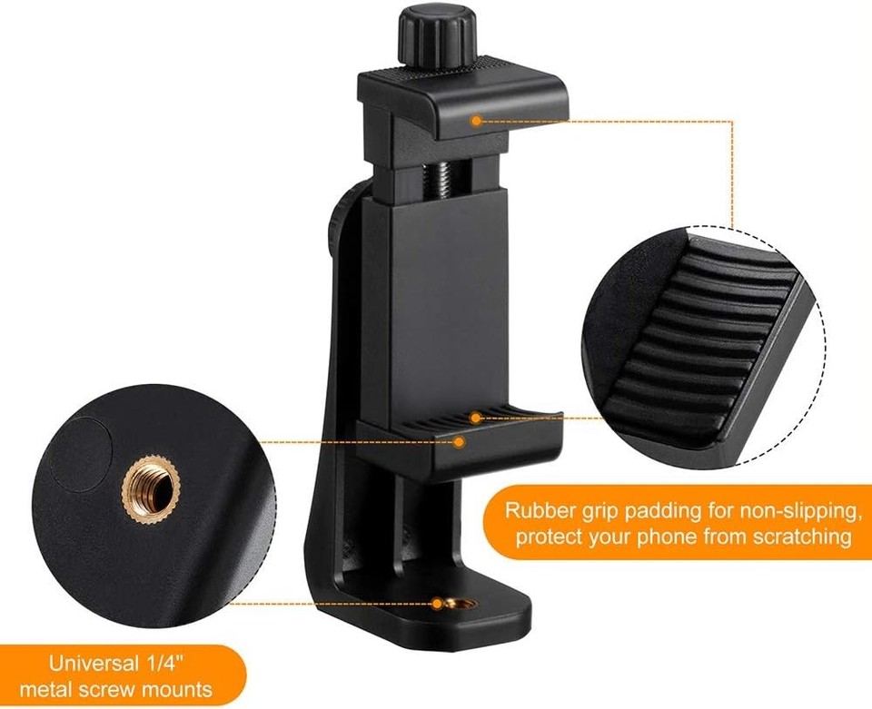 Phone Tripod Mount Adapter/Universal Cell Holder, Fits Any Black | eBay