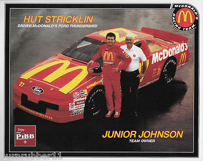 1992 HUT STRICKLIN & JR JOHNSON "McDONALD'S RACING" #27 NASCAR WIN CUP ...