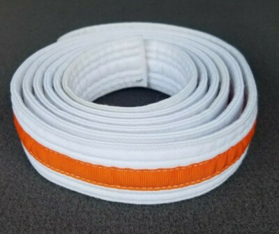 Youth Karate Belts-Isshinryu Belt Orange Striped Center & White Border ...