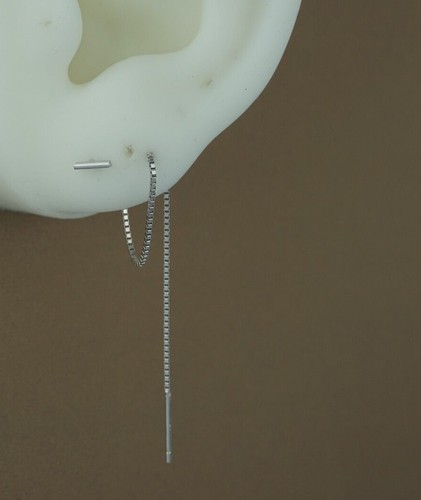 Pair of S925 Minimal Bar Head Threader Earring, Double Piercing Dangly ...