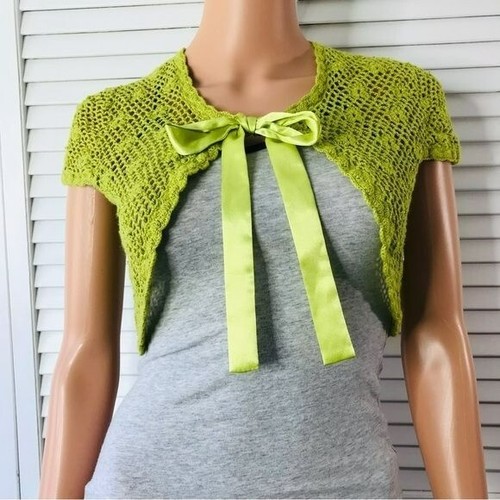 UNIFORM By John Paul Richard Green Crochet Shrug Size… - Gem