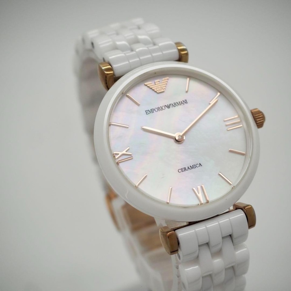 99 Operation [Good Condition] Armani Watch Ceramic White Ladies Shell ...