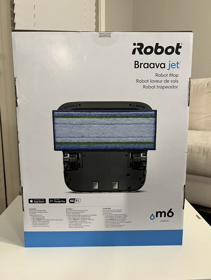 🔥 BRAND NEW SEALED WHITE iROBOT BRAAVA JET M6 M6110 Wi-Fi CONNECTED ...