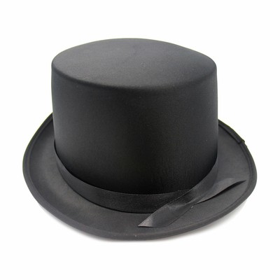 Black Satin Top Hat Cabaret Circus Ringleader Gentleman Costume ...