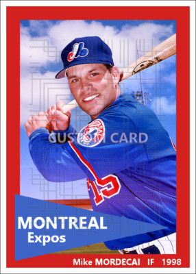 Mike Mordecai - 1998 Montreal Expos - 2.5 x 3.5 custom card (blank back ...