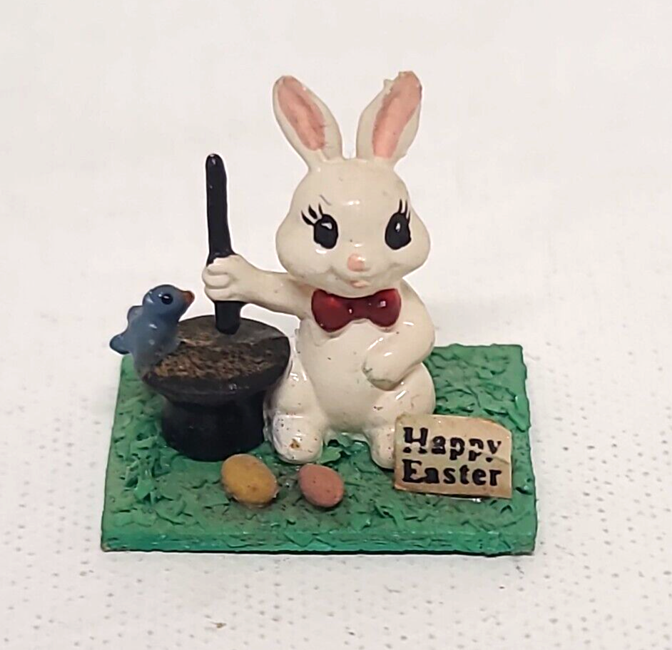 Happy Easter Bunny Magic Top Hat Black Wand Egg Blue Bird Magician ...
