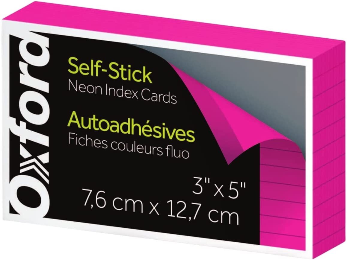 Oxford Self-Stick Index Cards, 3 x 5, Pink, Ruled, 100 Pack | eBay