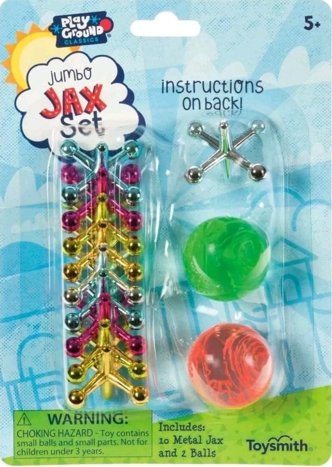 Toysmith Jumbo Jax Set 2 Double Ball 10 Plastic Metallic Style Jacks ...