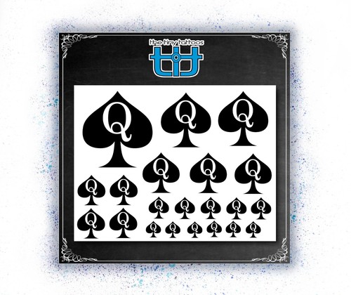 21 QUEEN OF SPADES kinky temporary tattoos - sheet size 7.87x5.90 in ...