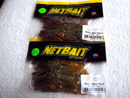 (LOT OF 2 PKS)-NETBAIT BABY MAD PACA LURES 4" IN THE COLOR SUN GILL 12 ...