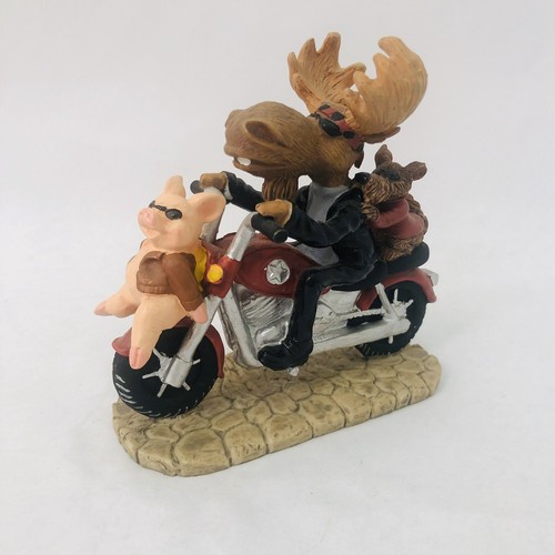 Biker Moose Hog Dog Biker Friends Motorcycle Riding Pig Figure Statue ...