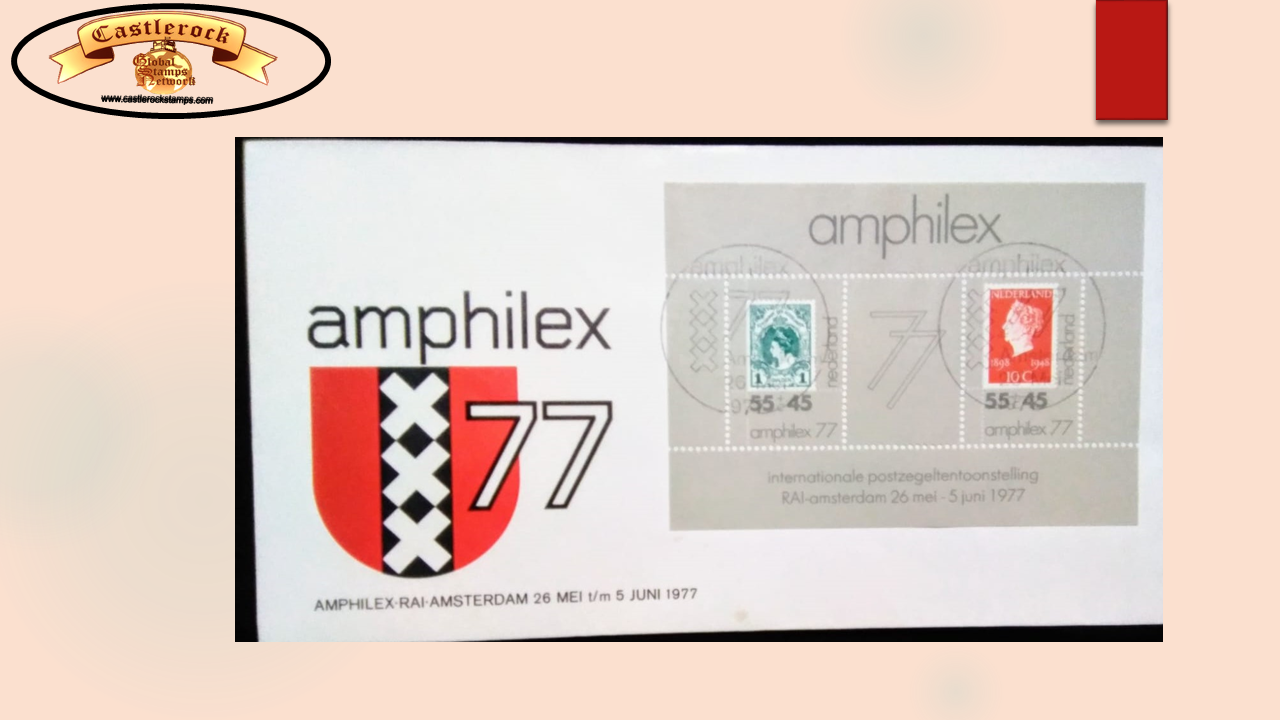 O) 1977 NETHERLANDS, AMPHILEX 77, INTERNATIONAL PHILATELIC EXHIBITION ...