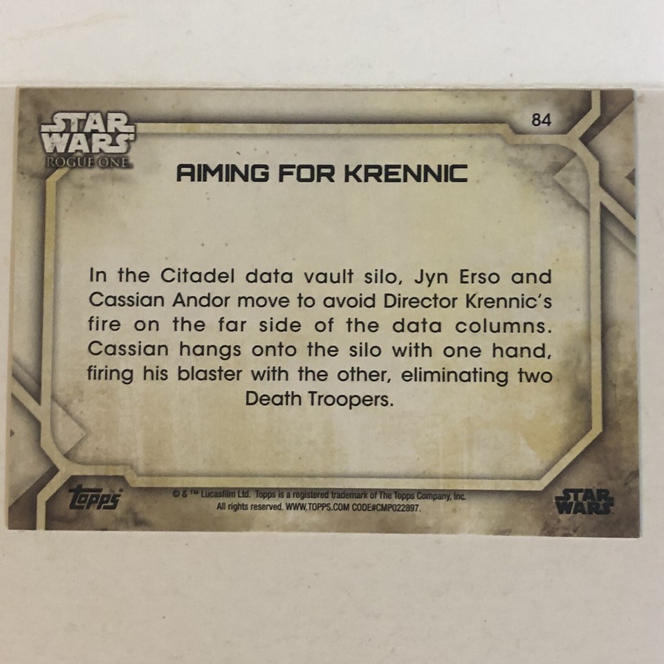 Rogue One Trading Card Star Wars #84 Aiming For Krennic | eBay