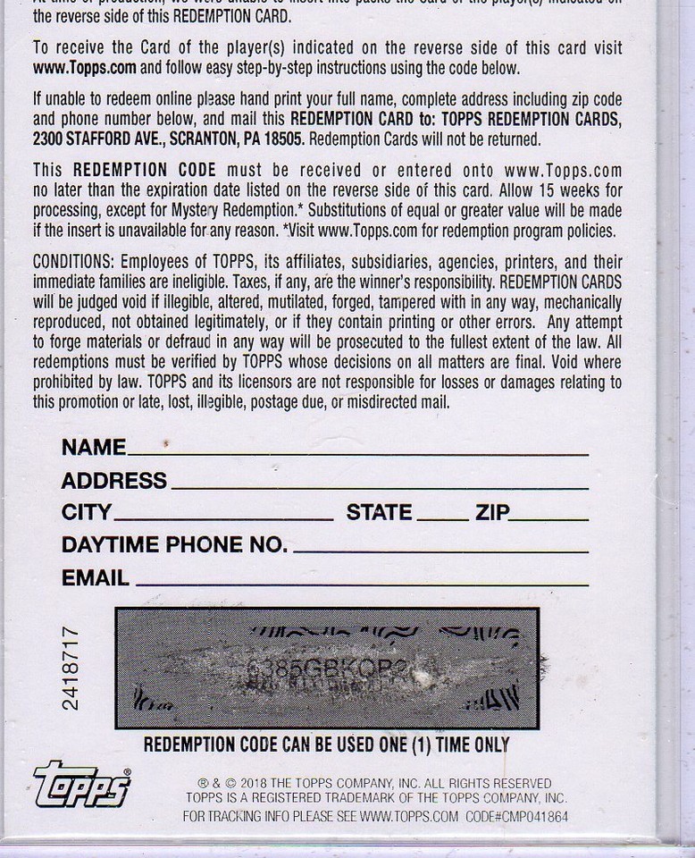 2020 TOPPS HERITAGE SHOEHI OTANI ******REDEEMED******* REDEMPTION AUTO ...