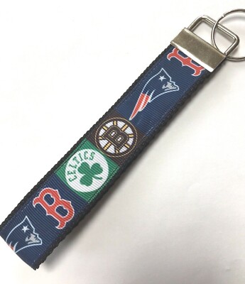 BOSTON SPORTS Key Chain Wristlet RIBBON Key Fob RED SOX, PATRIOTS ...