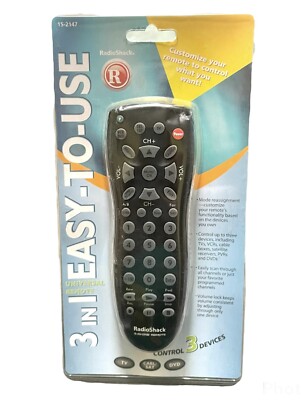 Radio Shack 3 in 1 Easy to Use Universal Remote Control 15-2147 New ...