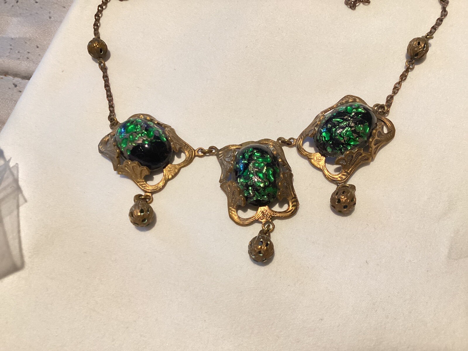 AUTHENTIC ART NOUVEAU PERIOD 3 LINK NECKLACE. ART GLA… - Gem