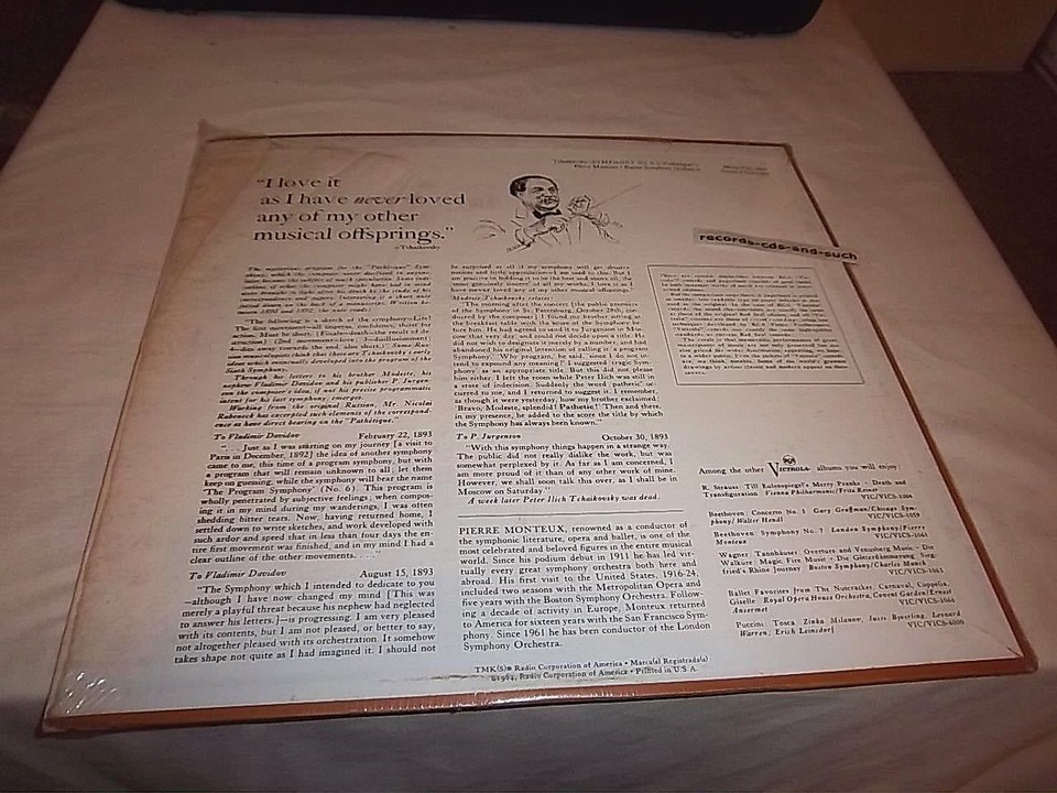 TCHAIKOVSKY-#6 PATHETIQUE-MONTEUX/BOSTON SYMPHONY-RCA VICS-1009 VG+/VG+ ...