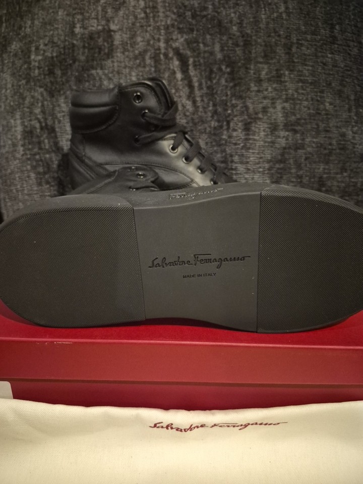 Ferragamo mens boots 10M black leather’ Cassina Di’ Made In Italy NIB ...