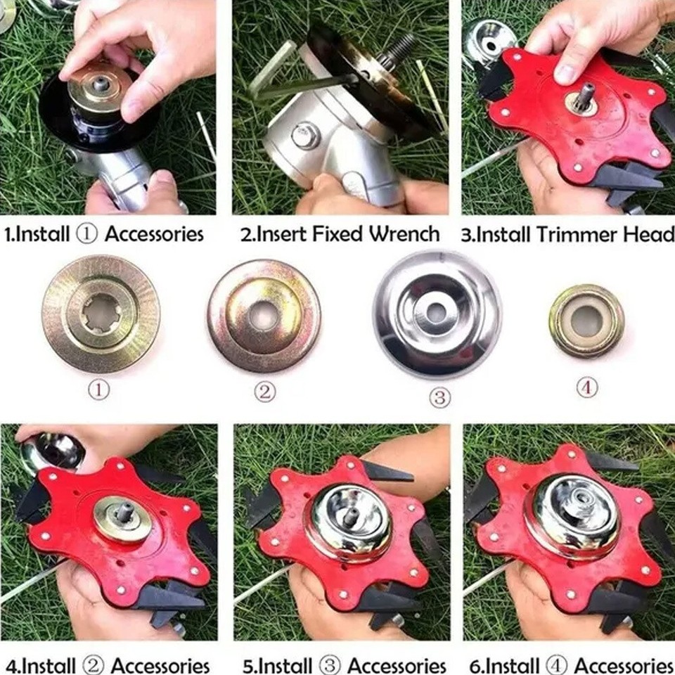 4X Grass Weed Trimmer Head Adapter Part Kit For Whipper Snipper Lawn ...