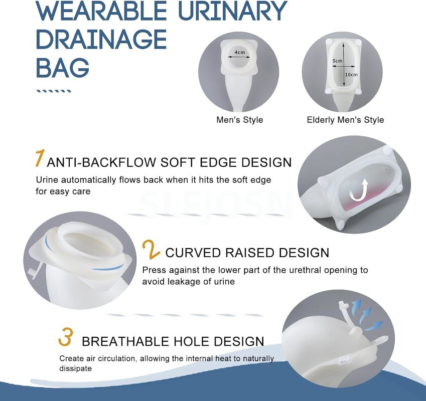 Wearable Urinal Bag Silicone Urine Catheter Portable External Urine ...